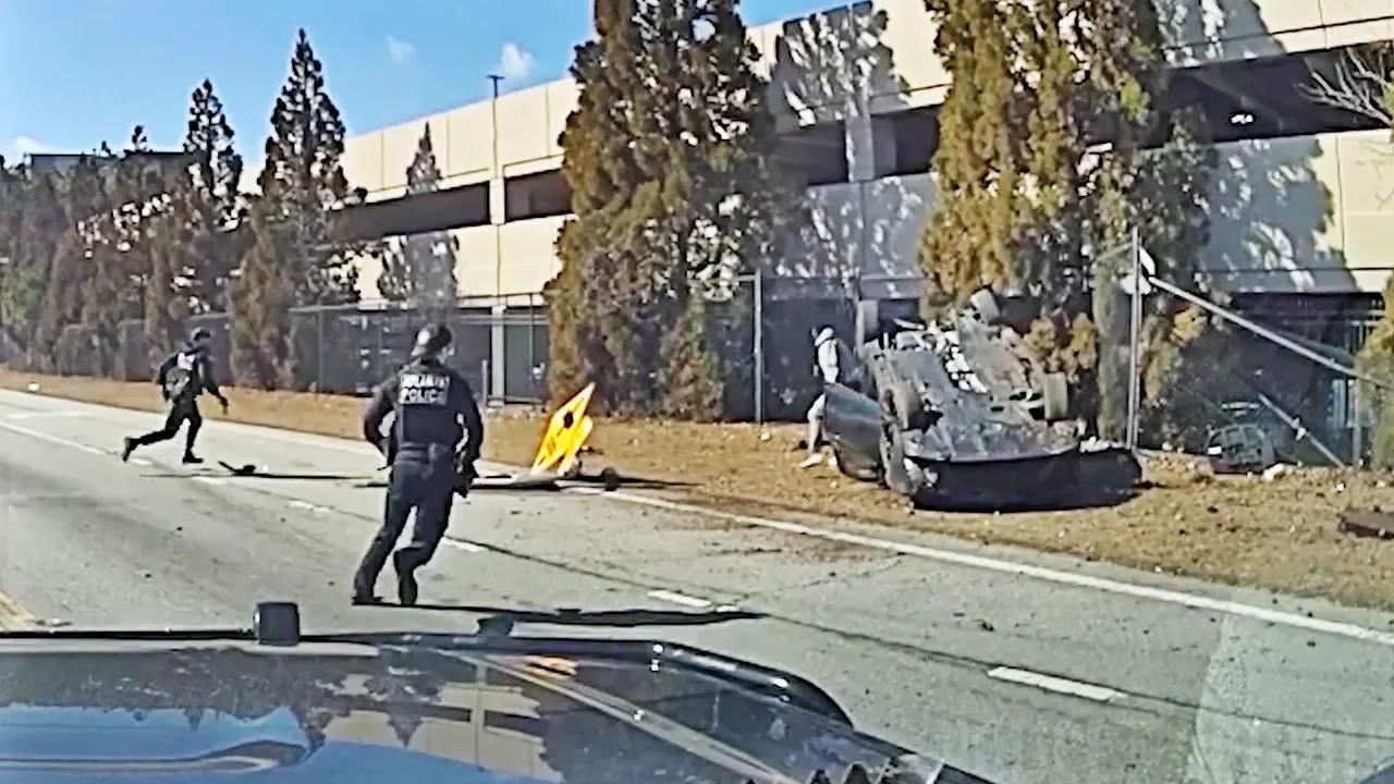 Police PIT Maneuver Sends Armed Robbery Suspects’ Car Rolling in Pursuit