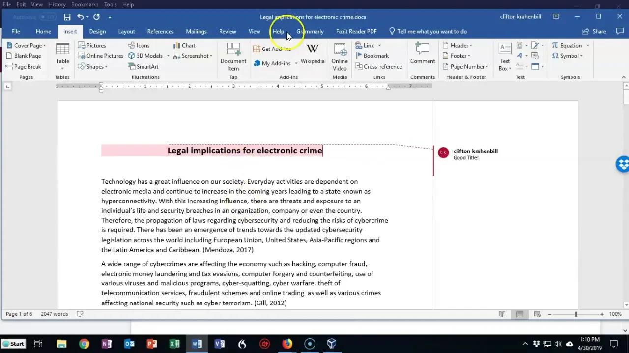 Use Comments In Word 2016