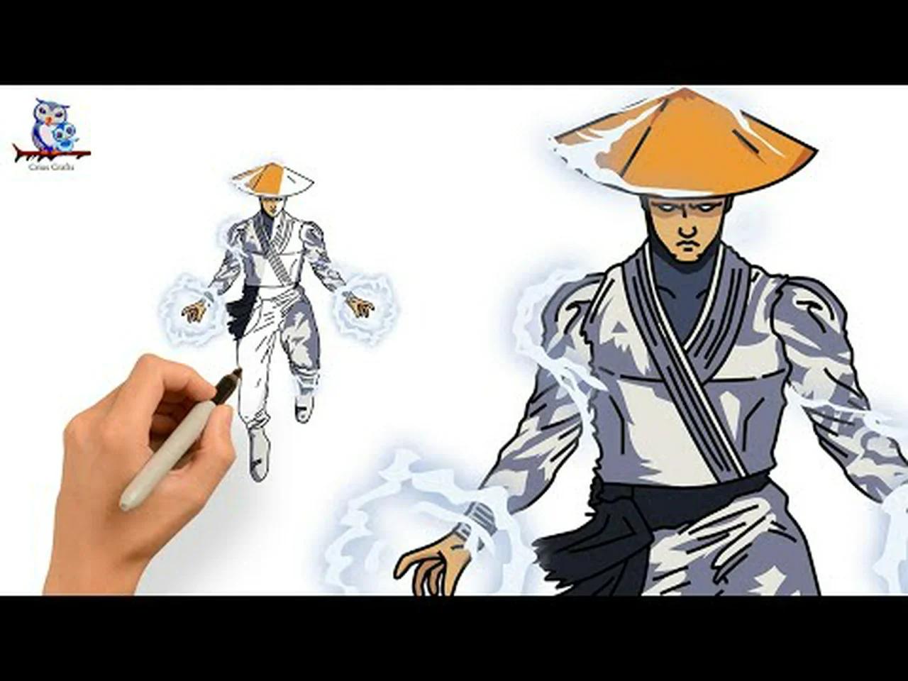 How To Draw Raiden Mortal Kombat - Tutorial