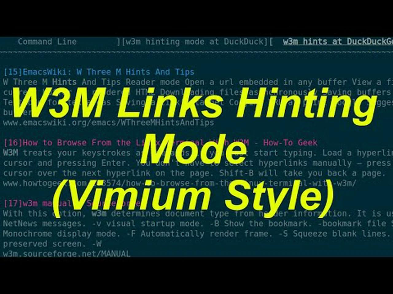 W3M Links Hinting Mode (Vimium Style) - Linux TUI