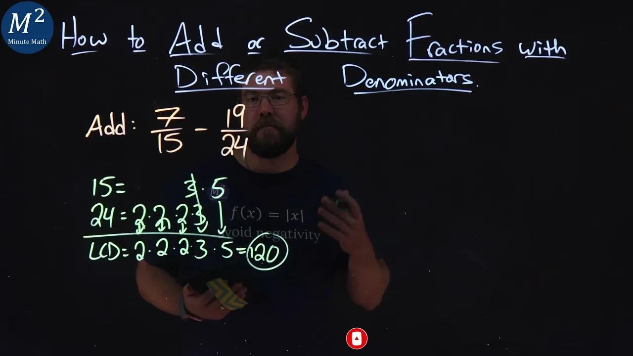 How to Add or Subtract Fractions with Different Denominators | 7/15-19/24 | Part 4 of 6
