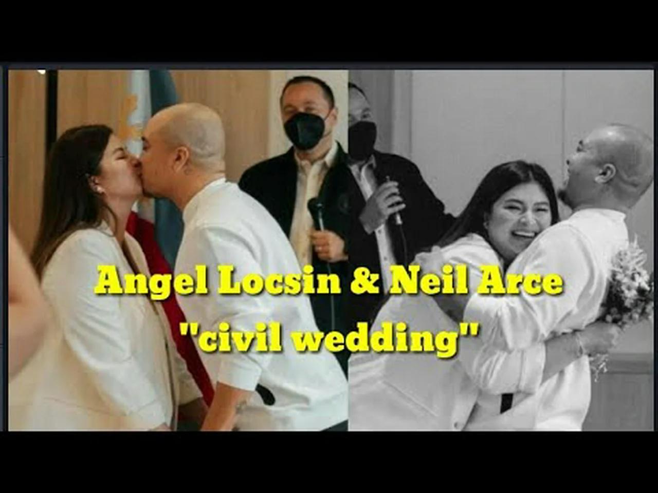 Angel Locsin and Neil Arce civil wedding, they both wear white top-black.