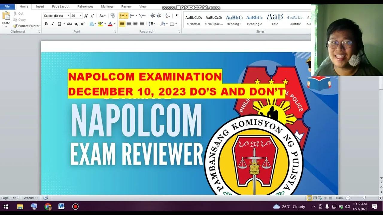 Napolcom Examination Day Do's and Don't for December 10 ,2023