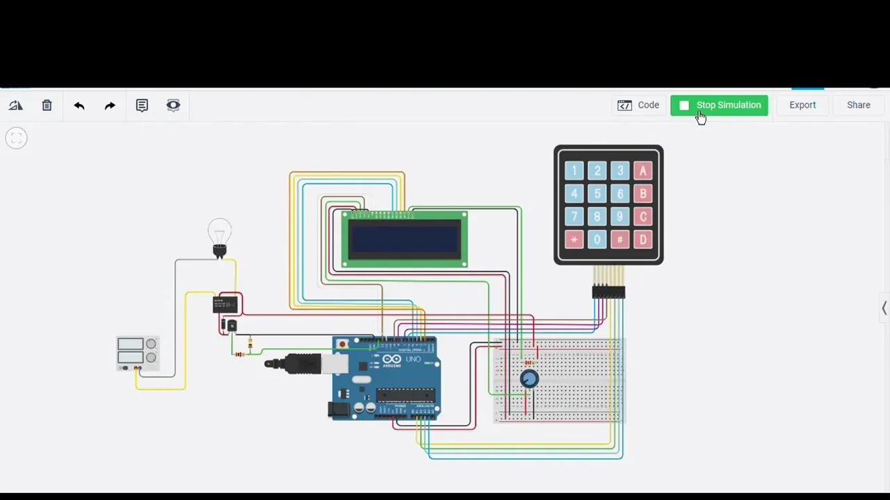 Arduino Tinkercad Password Access Control Circuit With Lcd And Keypad
