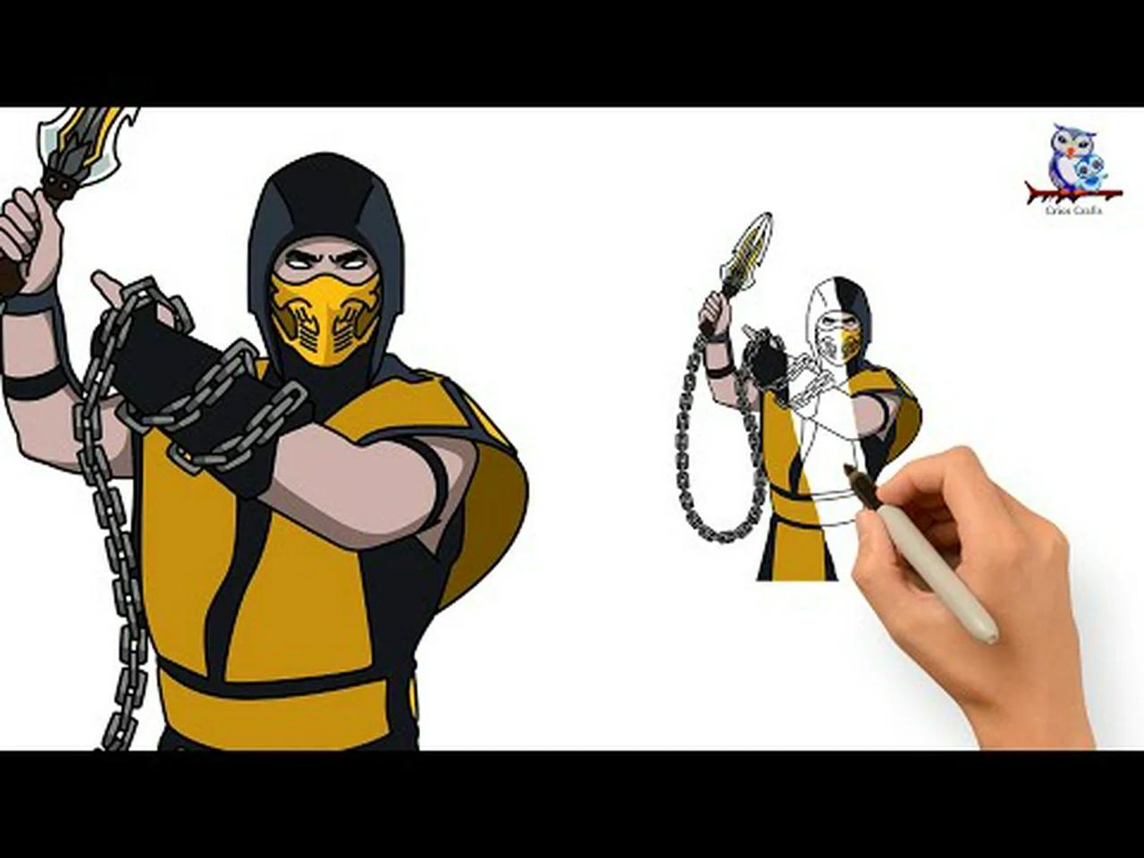 How To Draw Scorpion Mortal Kombat - Undead Ninja