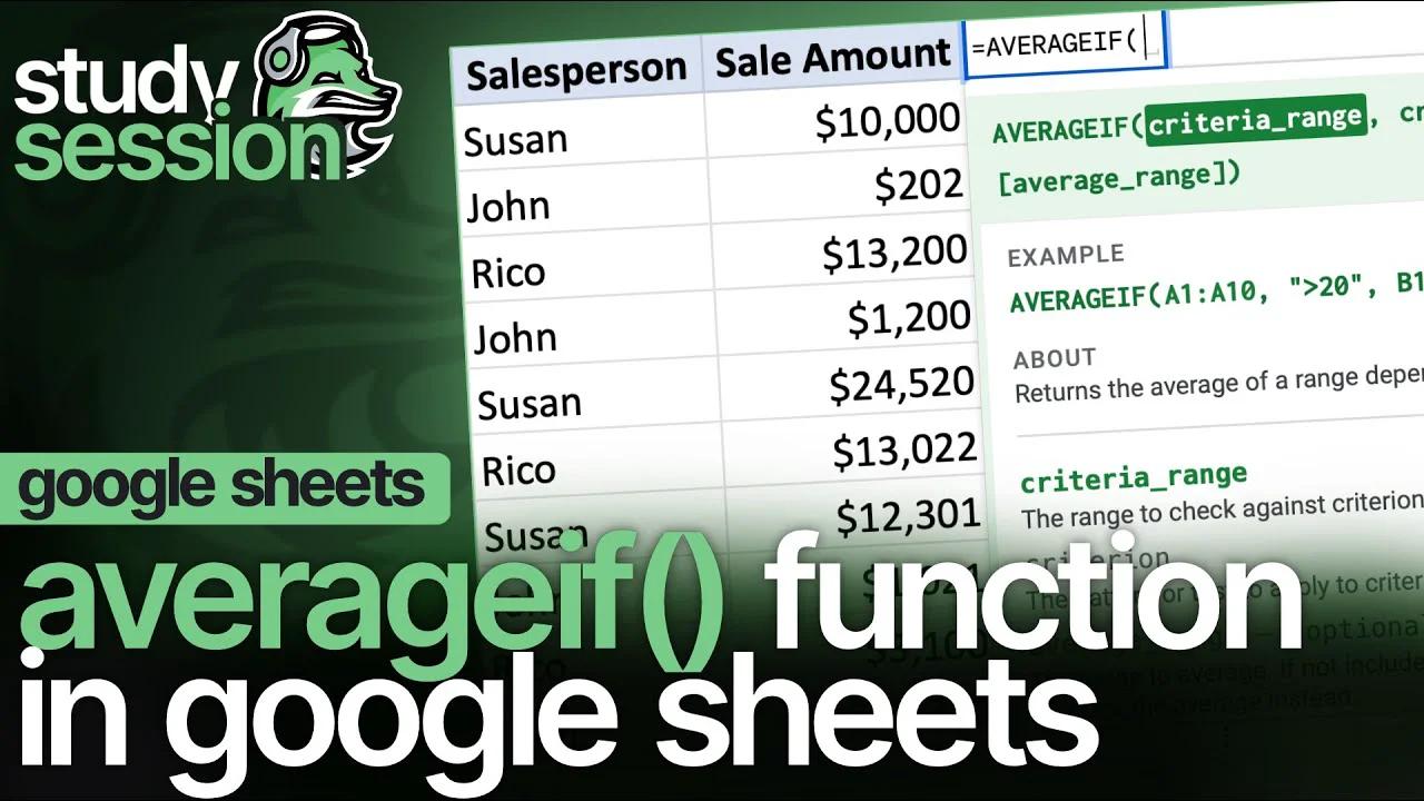 How To Use AVERAGEIF Function In Google Sheets | AVERAGEIF()