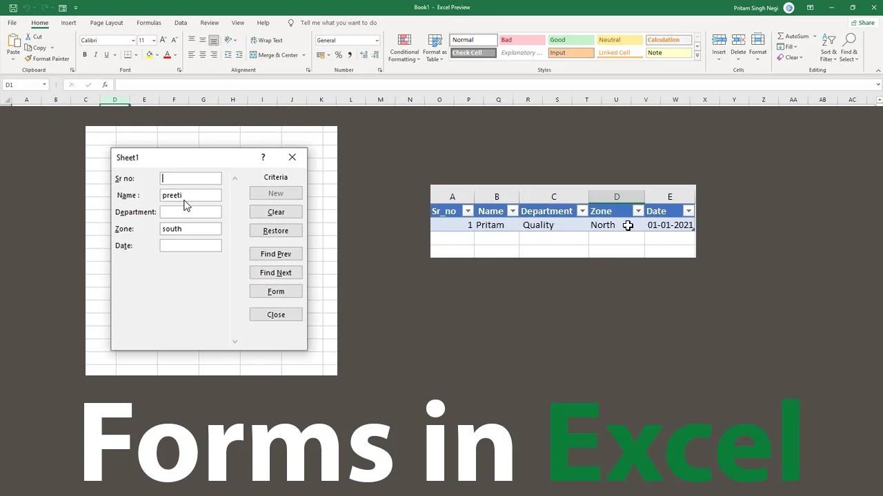 Microsoft Excel Forms | Simple Forms