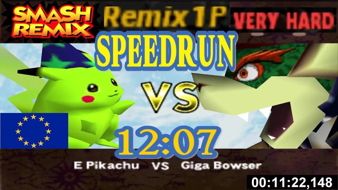 Smash Remix - Classic Mode Remix 1P Speedrun with PAL (AUS) Pikachu (Very Hard) in 12:07