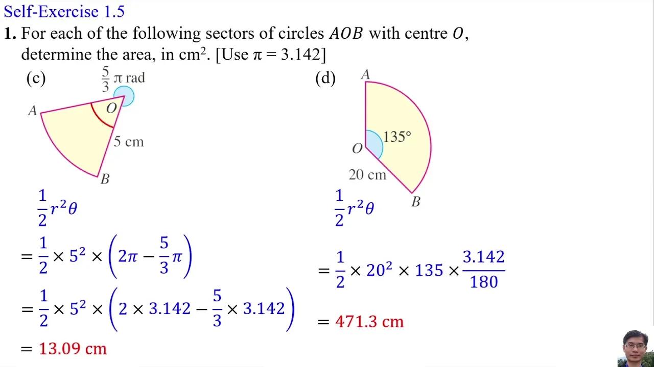 #KSSM #ADDMATH FORM 5 Circular Measure #Area of #Sector of a #Circle Self Exercise 1.5