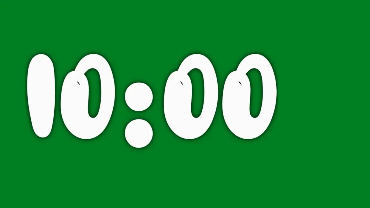 10 Minute Green Screen Background Effects HD Countdown Timer With Ticking Sound & Alarm.