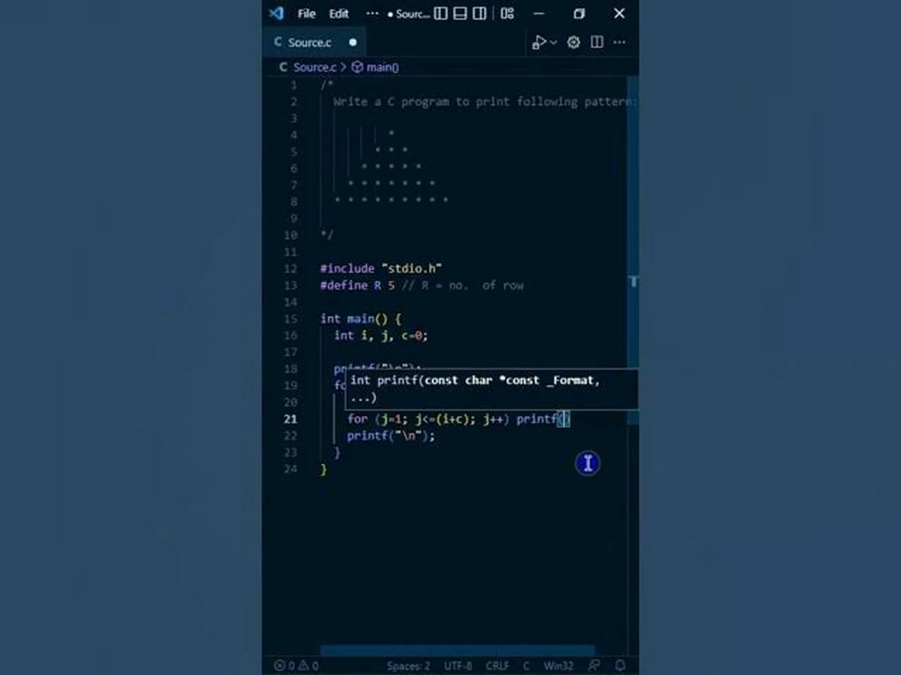 C Programming Tutorial: How to Print Triangle Patterns | ProgrammingTT