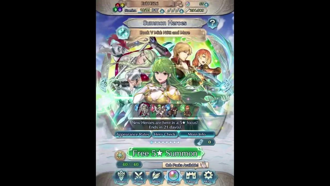 ErikH526 - Fire Emblem Heroes - Book V Mid Nótt and More Summoning ...