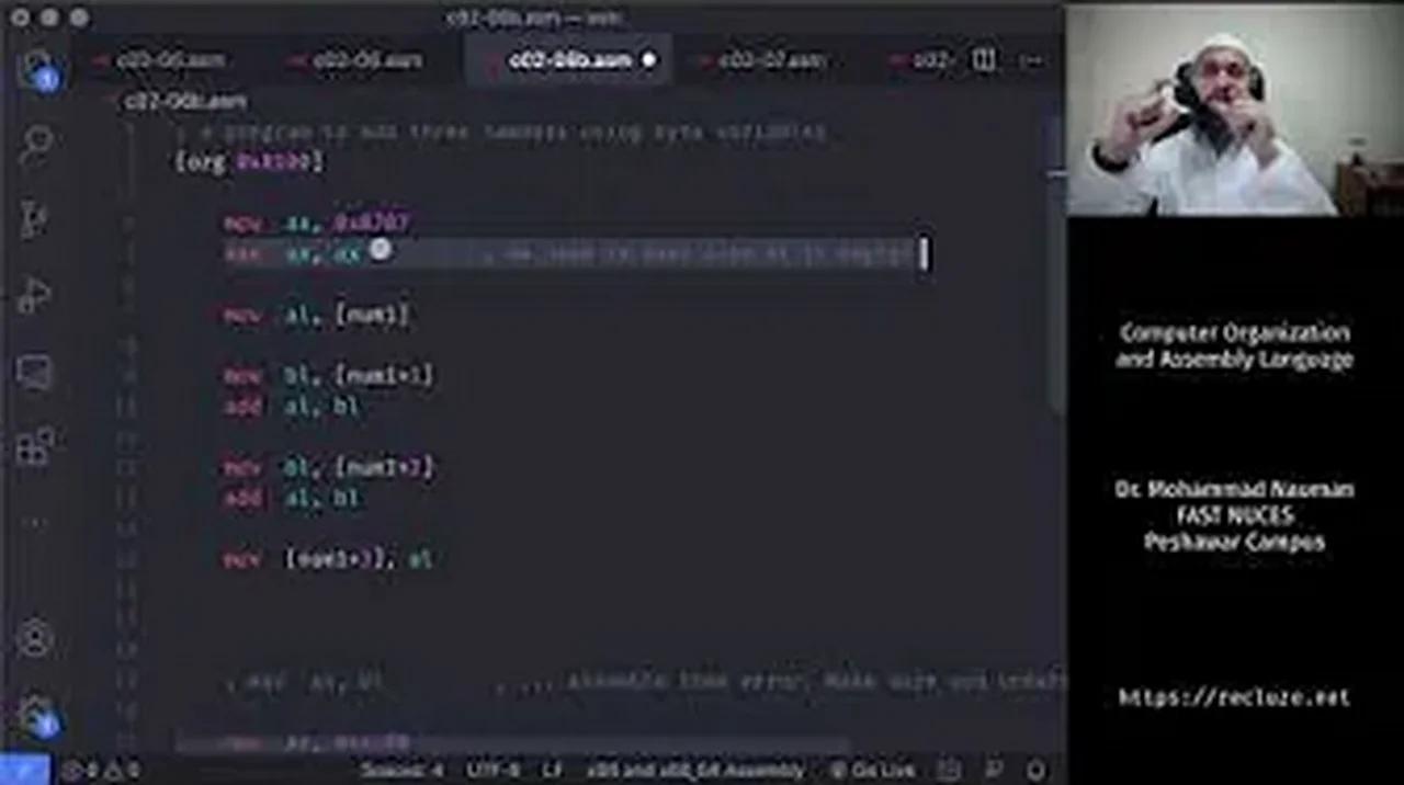 Computer Organization and Assembly Language 06 - AH, AL, ZF, Indirect Addressing, Loops (Urdu)