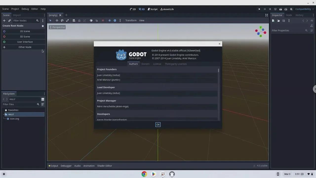 How to install Godot 4.0 on a Chromebook