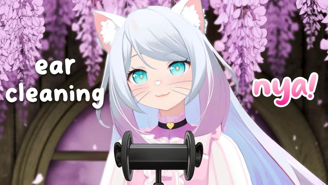 [ASMR 3Dio] Sweet Neko cleans your ears ♡ ear blowing, ear cleaning ...
