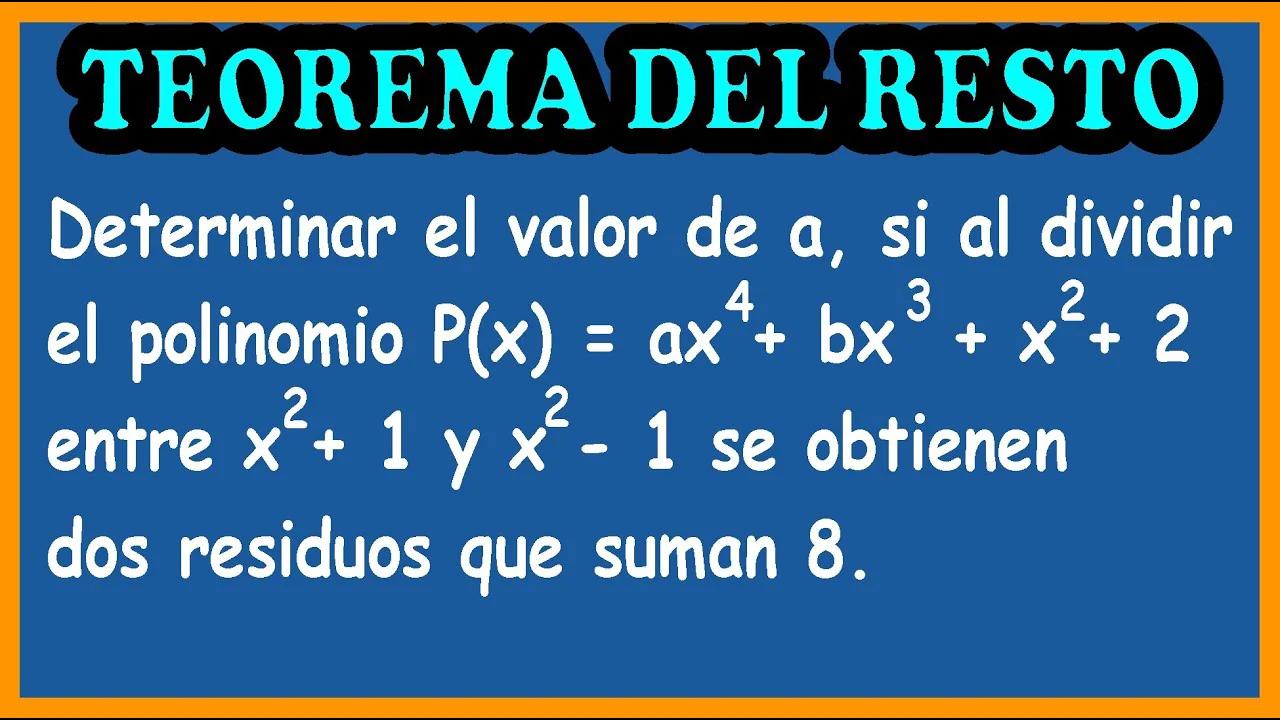 TEOREMA DEL RESTO - Ejercicio Resuelto EXPLICADO Paso a Paso . DIVISON ...