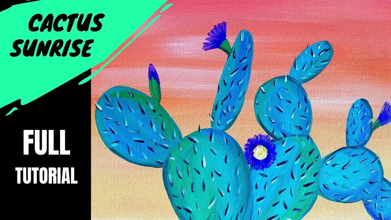 🌵EP110 'Cactus Sunrise' easy acrylic painting tutorial for beginners