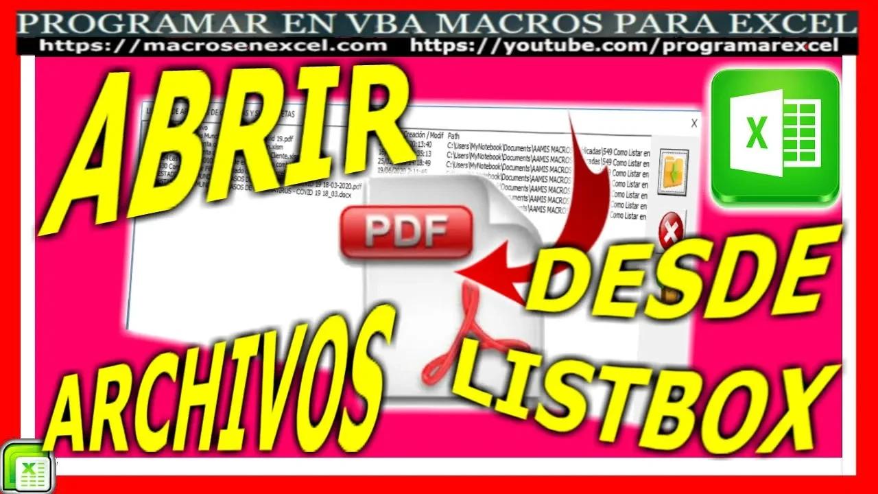 554 ️ Como Abrir Archivo Pdf 🔥 Desde Un Listbox De Excel Vba