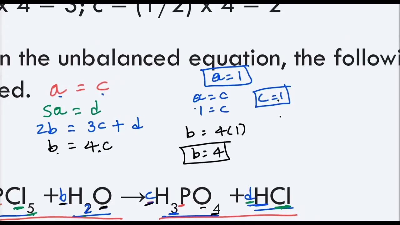 algebraic method of balancing Chemical equation