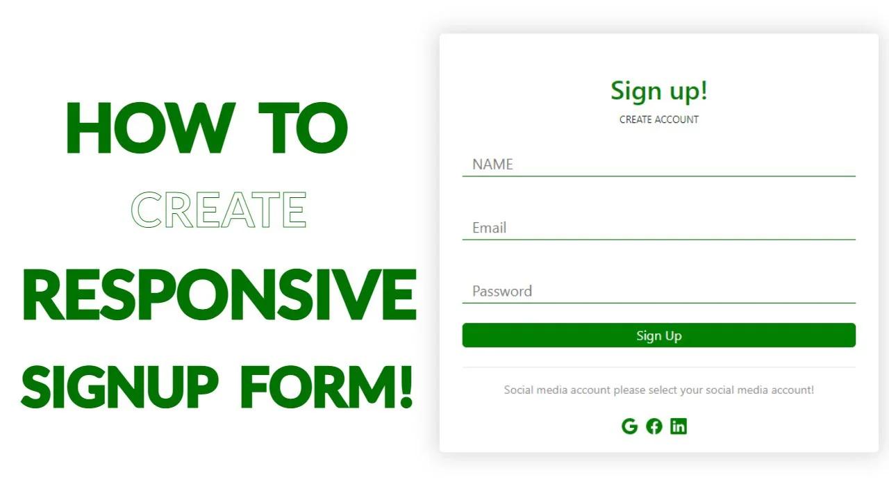 How to create a responsive Signup Form Step by Step | Signup form tutorial | tutorial