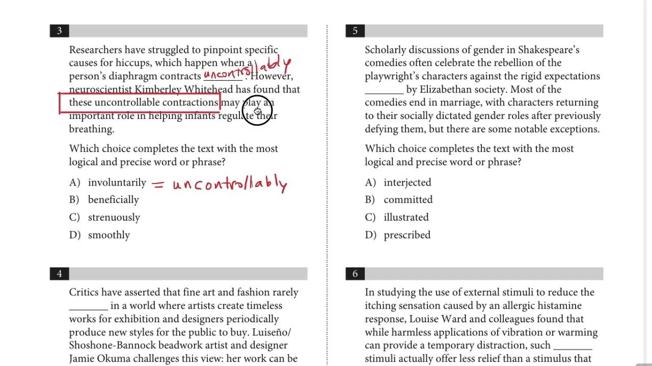 Words in Context (aka Vocab) Questions on the Digital SAT Reading & Writing Section (Pt. 1)