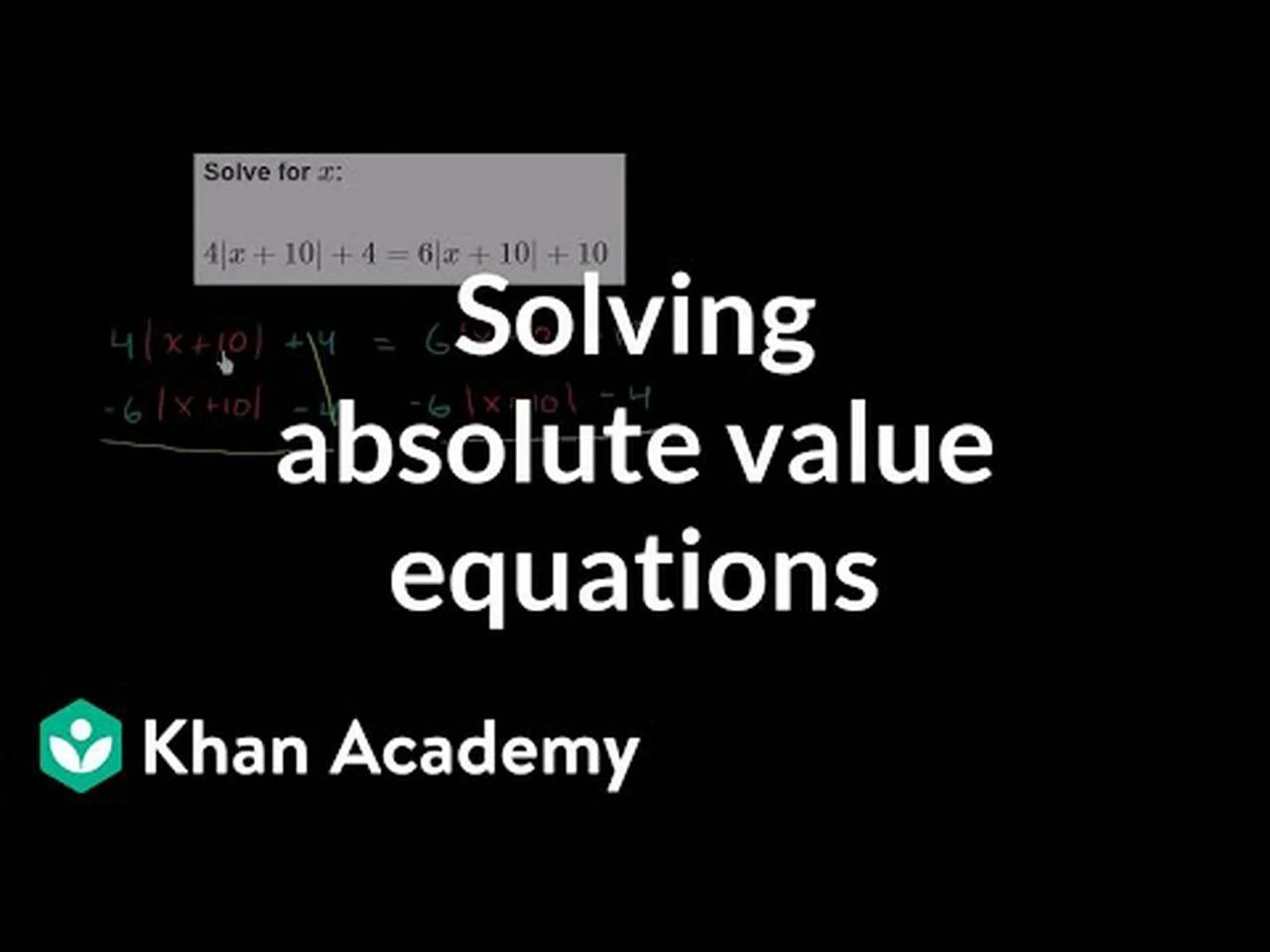 Absolute value equation with no solution | Linear equations | Algebra I ...
