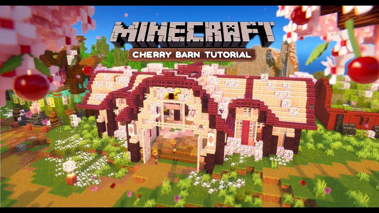 How to Build a Cherry Blossom Barn - Minecraft Timelapse