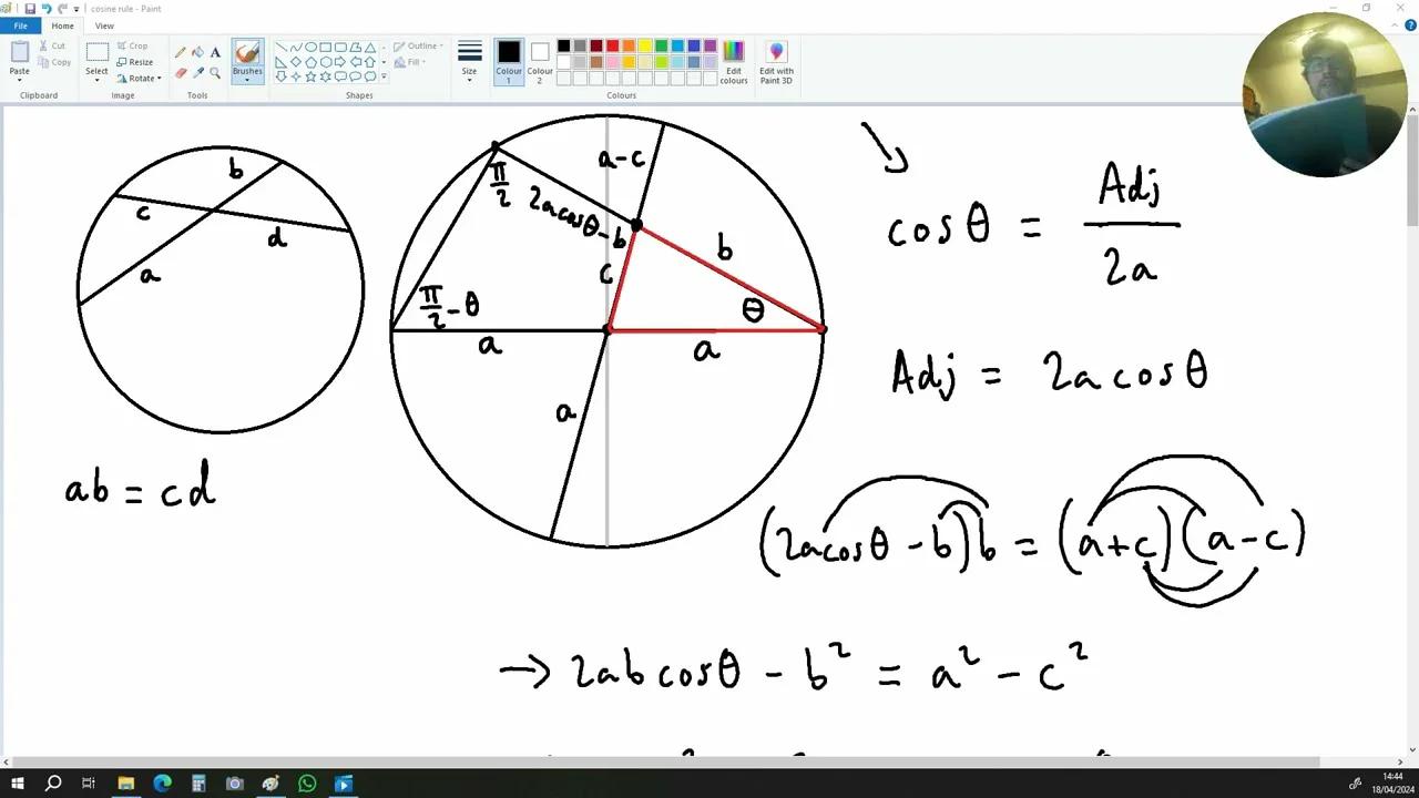 How to Derive the Cosine Rule using The Chord Theorem and Thales's ...