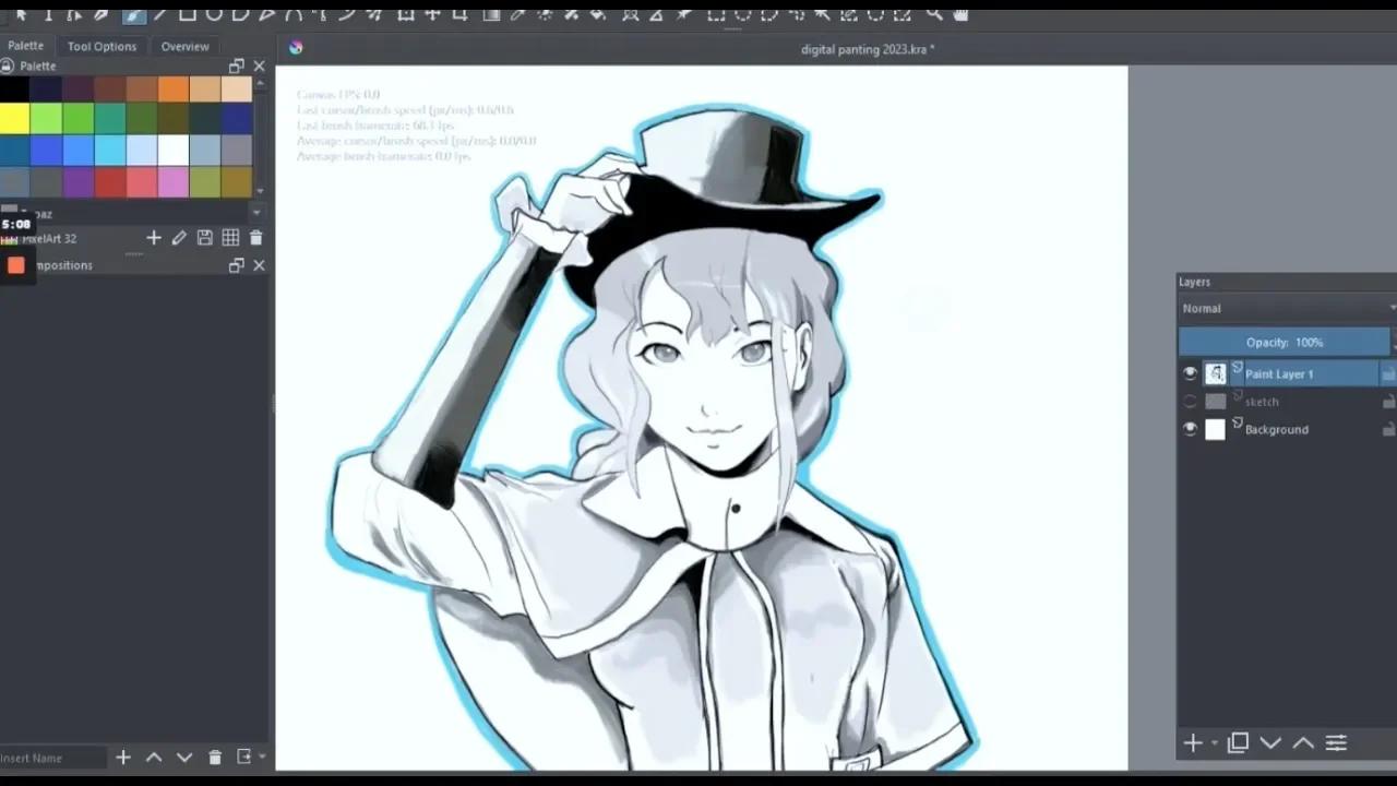 SPEED DRAWING ANIME GIRL ON KRITA