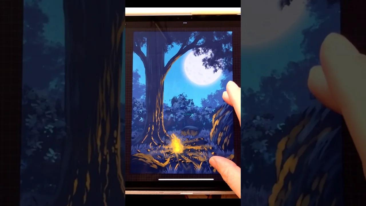 PROCREATE Bonfire DRAWING Tutorial Easy Process #procreate #digitalart ...