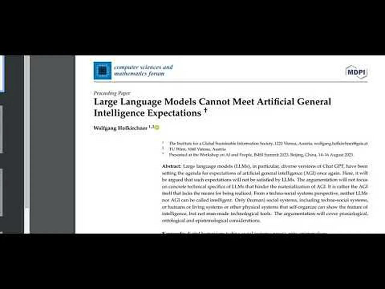 Abstract: Large Language Models Cannot Meet Artificial General Intelligence Expectations.