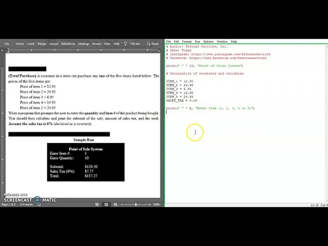 How To Create a Simple Point of Sales System Using Python | 3 [Part 1] - Fedorae Education