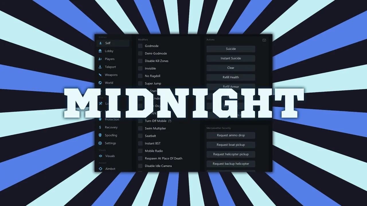 MIDNIGHT GTA│MOD MENU SHOWCASE│INSANE PROTECTIONS│LUA SCRIPT SUPPORT ...