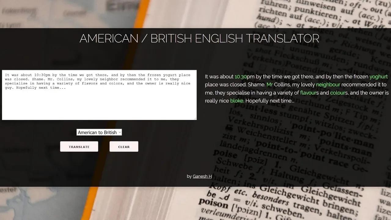 American British Translator - Quality Assurance Projects - freeCodeCamp