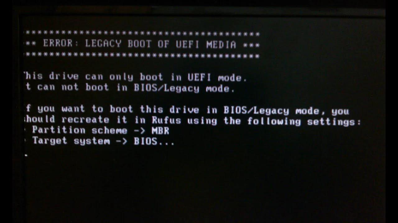 Solución al Error LEGACY BOOT OF UEFI MEDIA | Cómo crear una unidad ...