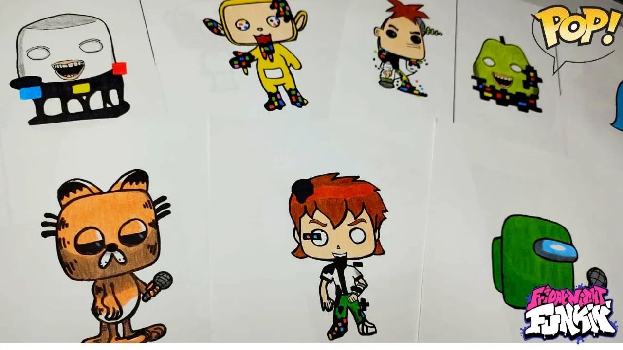 TODOS mis DIBUJOS de FRIDAY NIGHT FUNKIN FUNKO POP/ ALL MY FRIDAY NIGHT ...