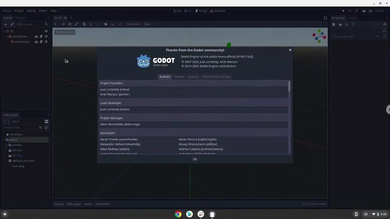 How to install Godot Mono 3.4.4 on a Chromebook