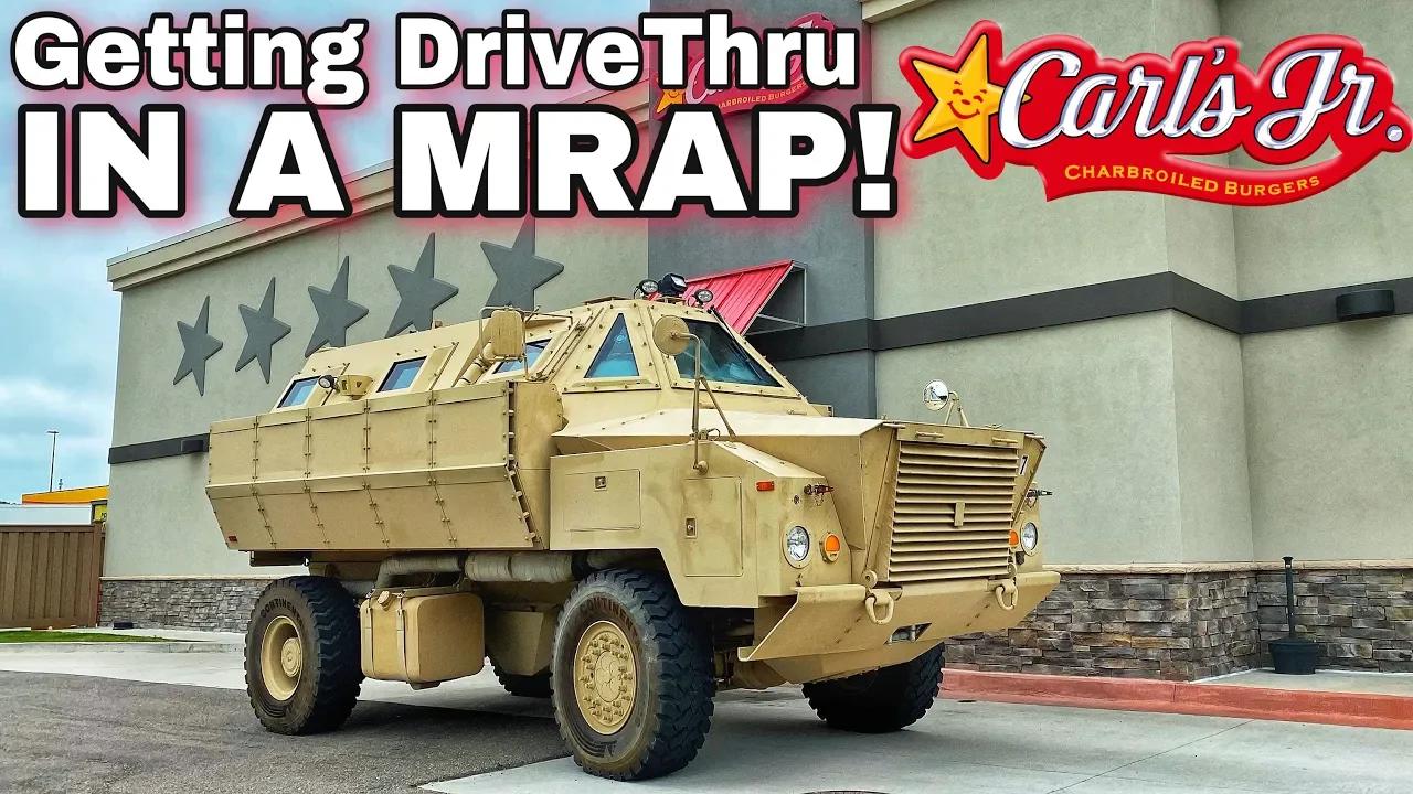 GOING THROUGH CARLS JR DRIVE THRU IN ARMORED MRAP! *Survival Vehicle*