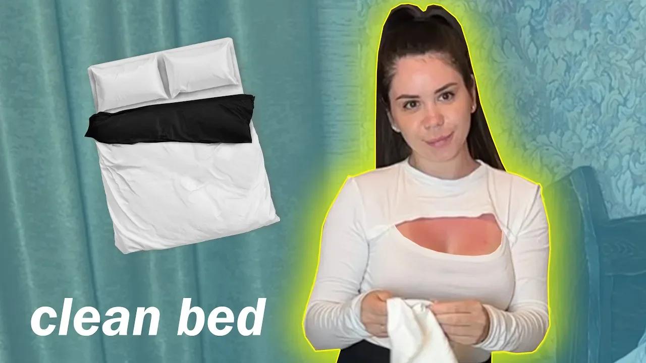 Make the bed! Perfect white sheets || cute Josephine Stali cleaning bed ...