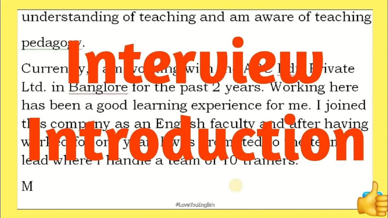 Self introduction in interview | How to introduce yourself in interview