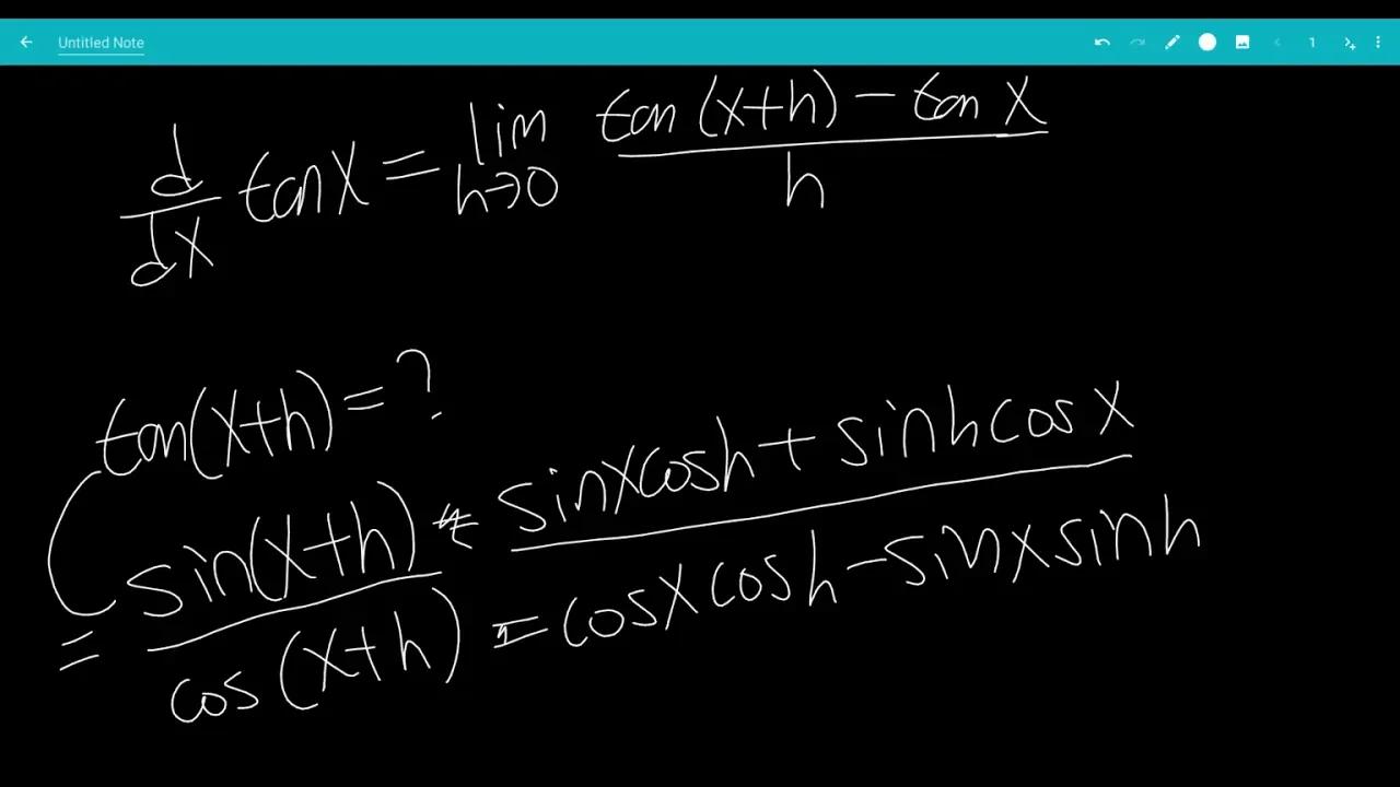 Derivative of tan(x) using limit definition