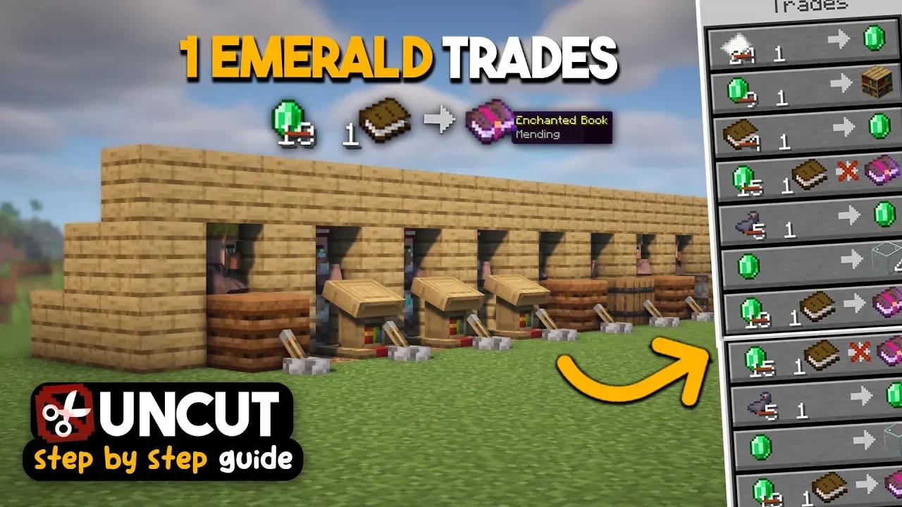 [UNCUT TUTORIAL] EASIEST Villager Trading Hall | ALL TRADES 1 EMERALD ...