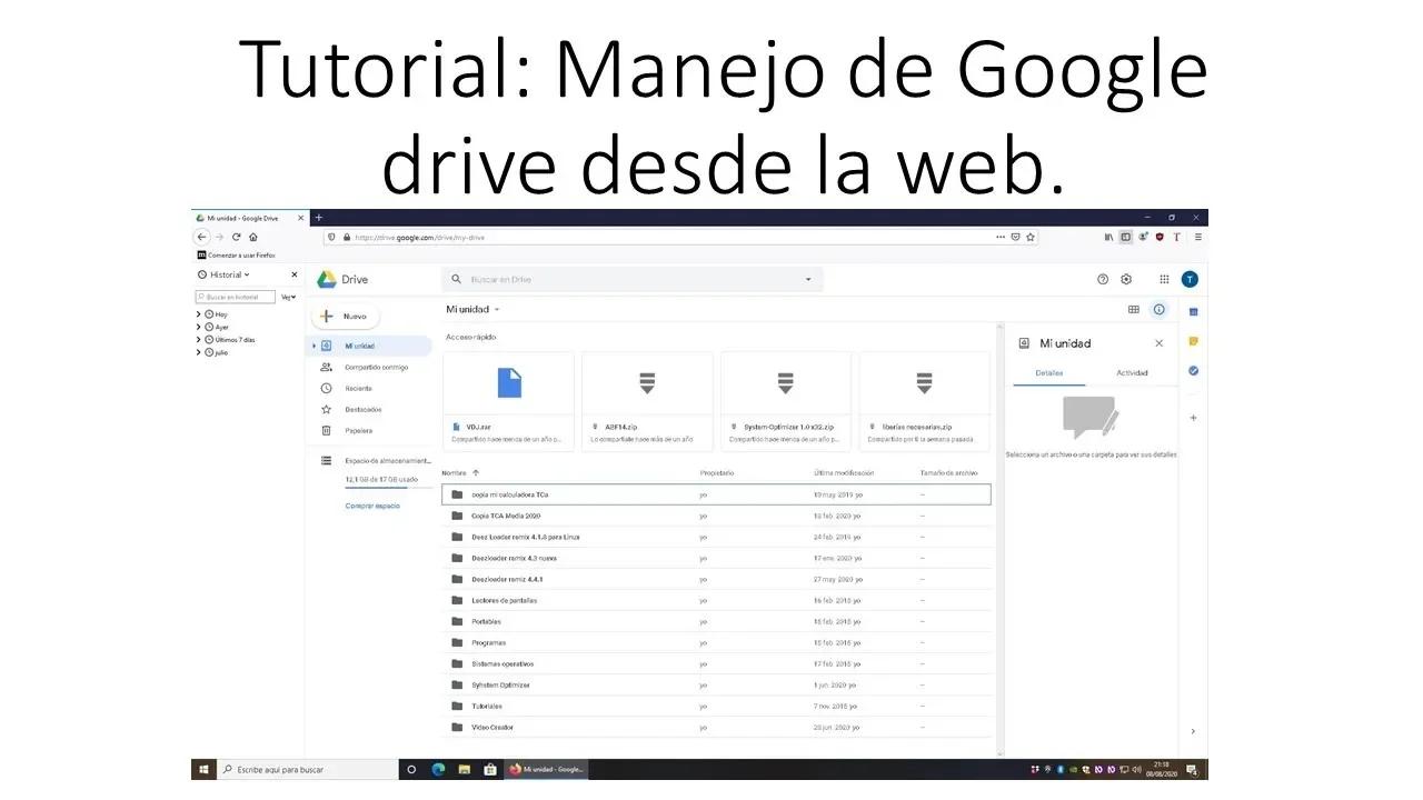 Tutorial Manejando Google Drive desde su web.