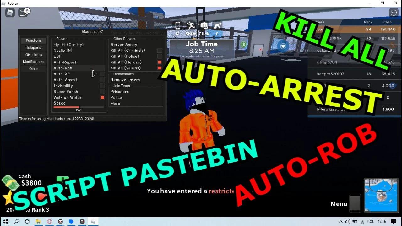 Mad City HACK | KILL ALL | AUTO ROB | WORKING 2021| SCRIPT | PASTEBIN ...