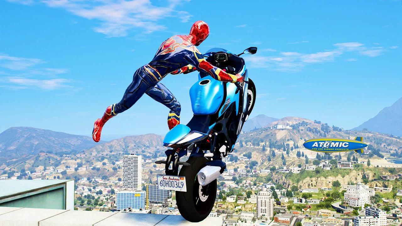 GTA 5 Iron Spiderman Motorcycle Stunts/Fails/Ragdolls Episode 07 ...