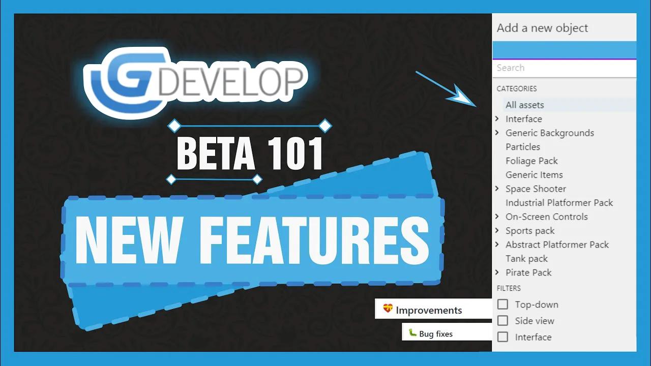 GDevelop 5 beta 101 Released! - New assets store and many more…