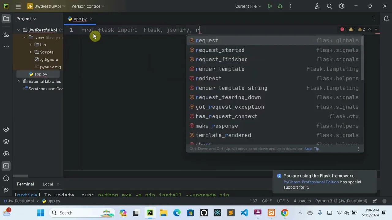 Python Flask : Build a RESTful API with JWT Authentication and Authorization, GET, POST, PUT DELETE
