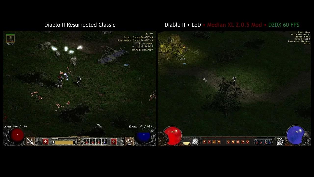 Framerate Comparison: Diablo II Resurrected Classic / Diablo II Median XL