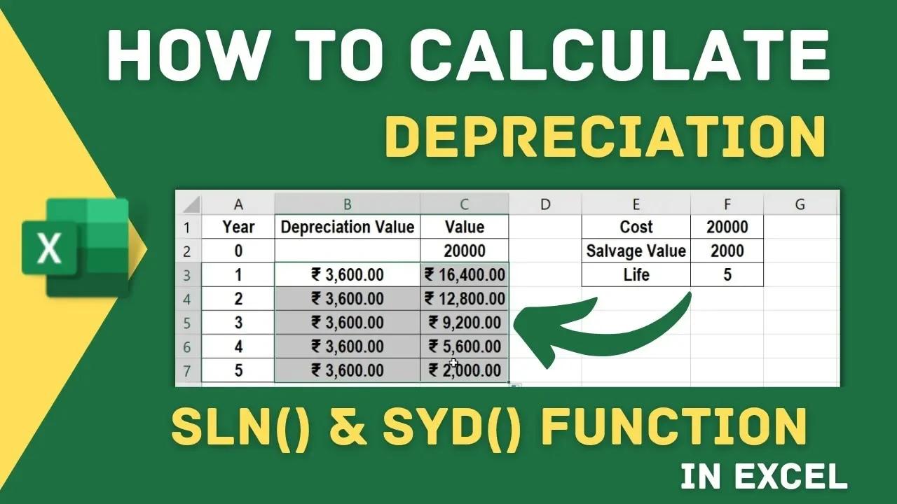 HOW TO CALCULATE DEPRECIATION | SLN & SYD FUNCTION IN EXCEL HINDI