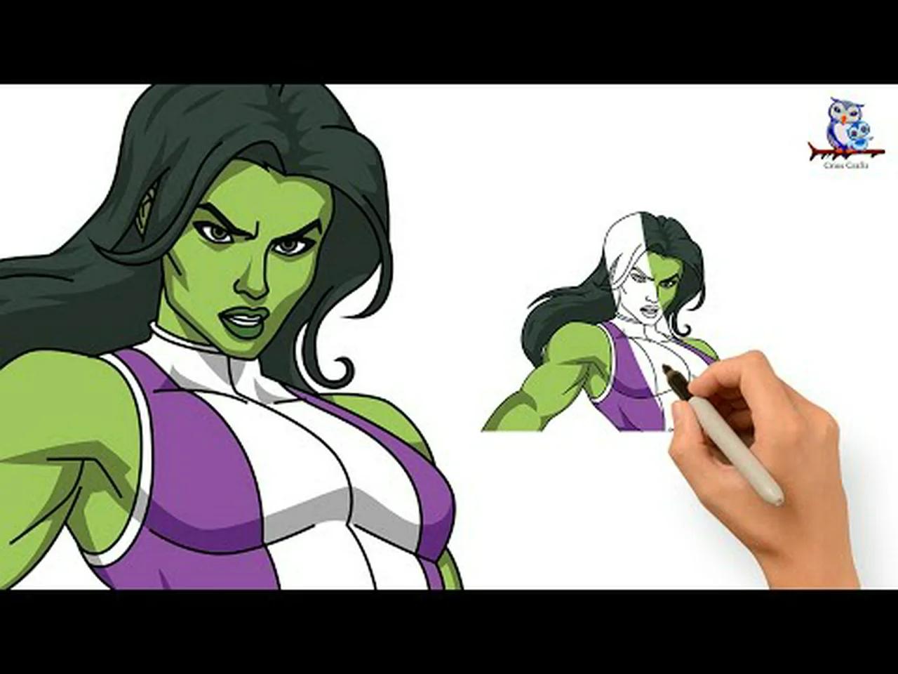 How To Draw She-Hulk (Jennifer Walters) - Easy Art Tutorial